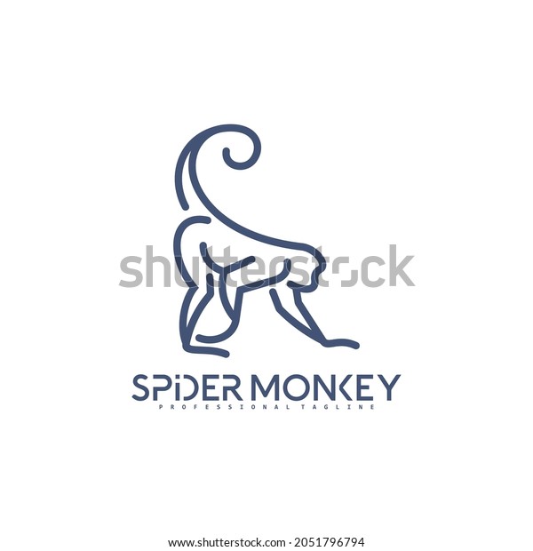 Spider Monkey Logo Line Vector Illustration Stock Vector (Royalty Free ...
