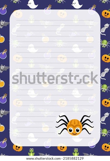 Spider Note Paper Halloween Notebook Sheet Stock Vector (Royalty Free ...