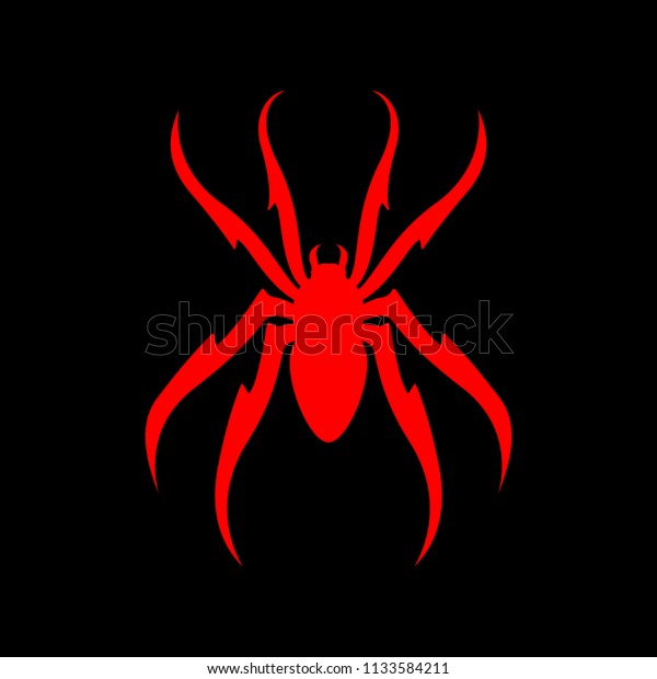 Spider Red On Black Vector Illustraion Stock Vector (Royalty Free ...