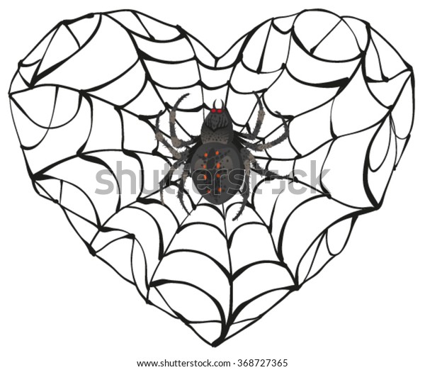 Spider Web Heart Shape Isolated On Stock Vector (Royalty Free) 368727365