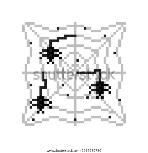 Vektor Stok Spider Web Spiders Icon Pixel Art (Tanpa Royalti ...