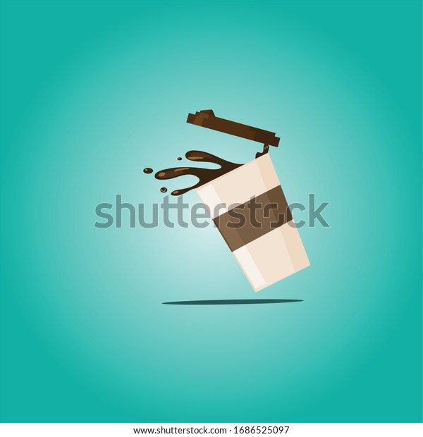 Spilled Coffee Splash Paper Cup Flat Stock Vector (Royalty Free ...