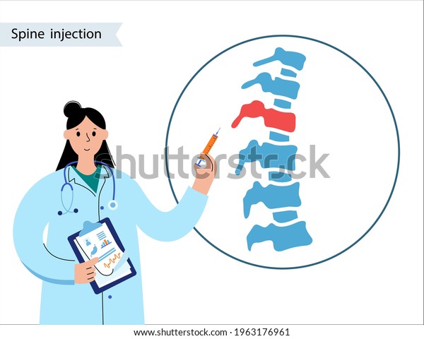 Spine joint injection. Pain and inflammation in the vertebra. Spinal ...