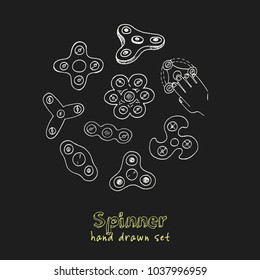 Spinner Hand Drawn Doodle Set Sketches Stock Vector (Royalty Free ...