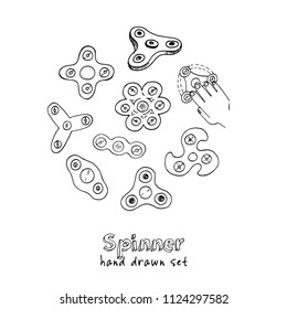 Spinner Hand Drawn Doodle Set Sketches Stock Vector (Royalty Free ...