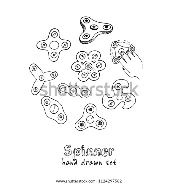 Spinner Hand Drawn Doodle Set Sketches Stock Vector (Royalty Free ...