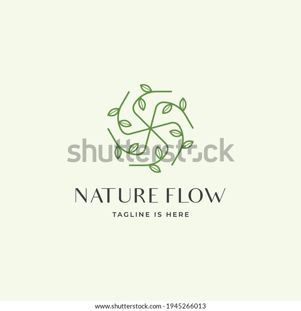 Spiral Made Leaf Branch Logo Design Stock Vector (Royalty Free ...