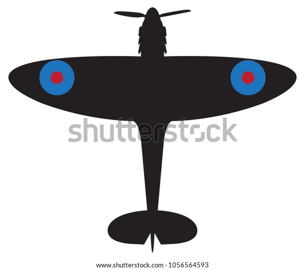Vektor Stok Spitfire Plane Silhouette Isolated On White (Tanpa Royalti ...