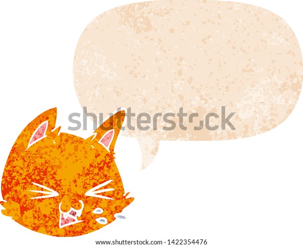 Spitting Cartoon Cat Face Speech Bubble Stock Vector (Royalty Free ...