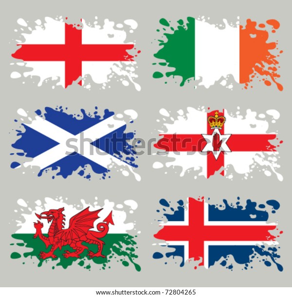 Splash Flags Set Northern Europe Each Stock Vector (Royalty Free) 72804265