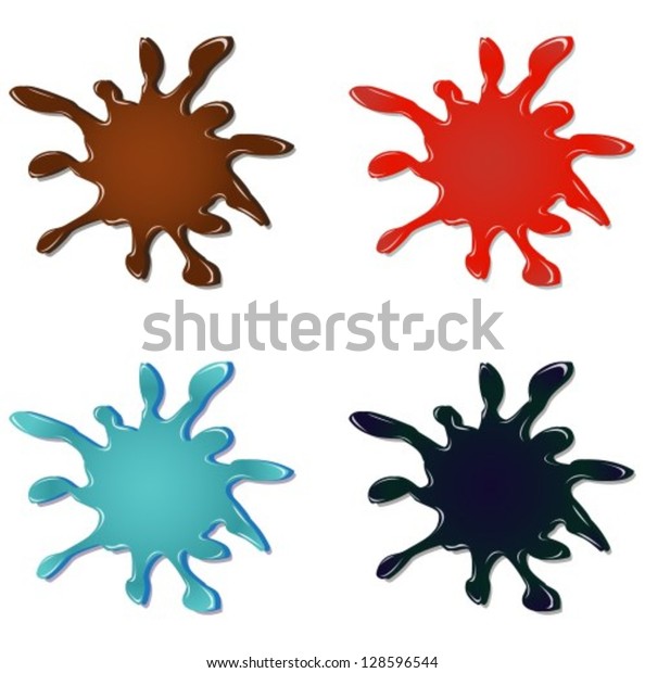 Splashes Blue Red Green Yellow On Stock Vector (Royalty Free) 128596544 ...