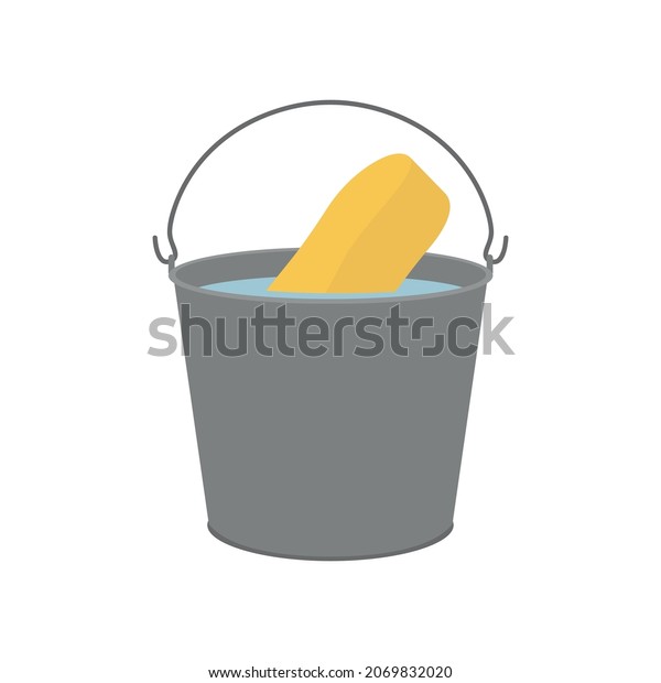 Sponge Bucket Water On White Background Stock Vector (Royalty Free ...