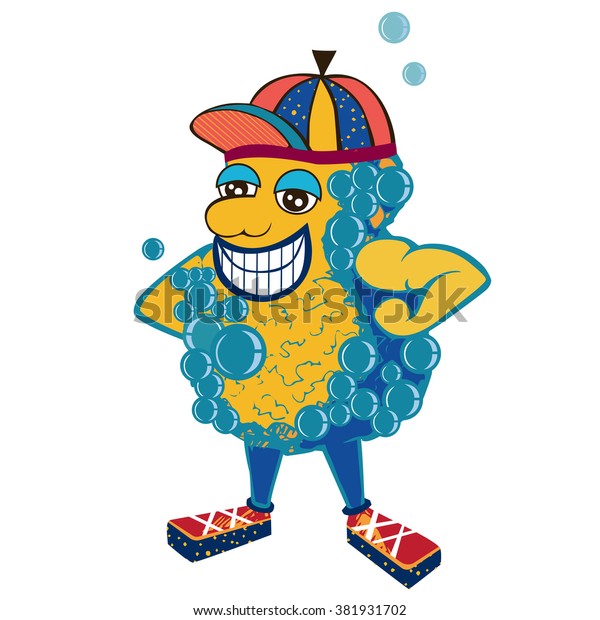 Sponge Cartoon Character Smiling Illustration Funny Stock Vector ...