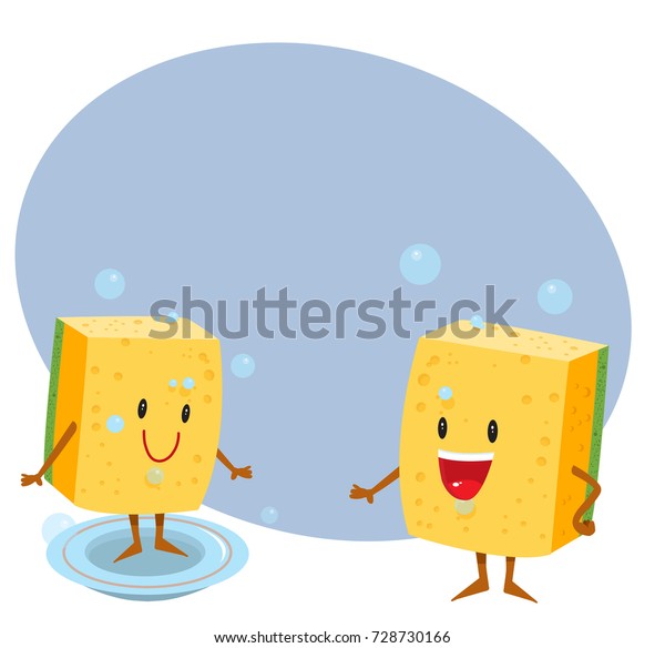 Sponge Cartoon Washing Dishes Vector Stock Vector (Royalty Free ...