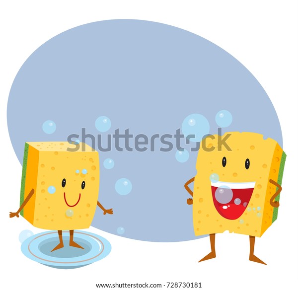 Sponge Cartoon Washing Dishes Vector Stock Vector (Royalty Free ...