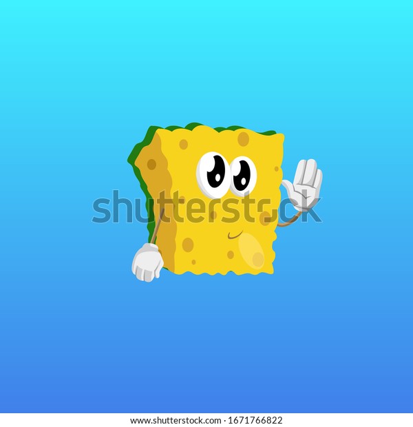 Sponge Illustration Cartoon Characters Waving Happily Stock Vector ...