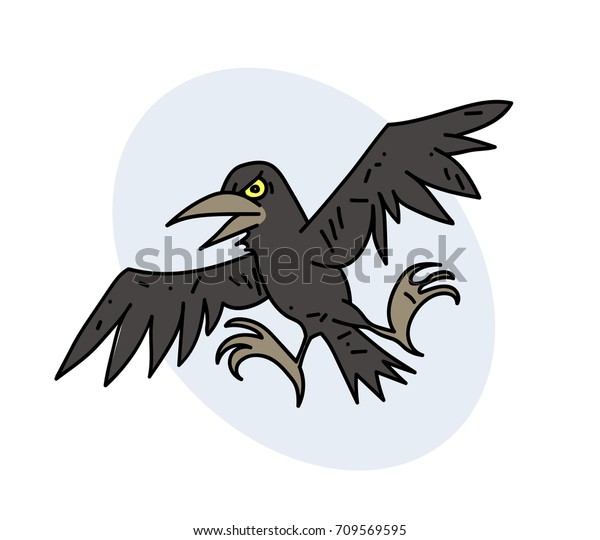 Spooky Crow Cartoon Hand Drawn Image Stock Vector (Royalty Free ...