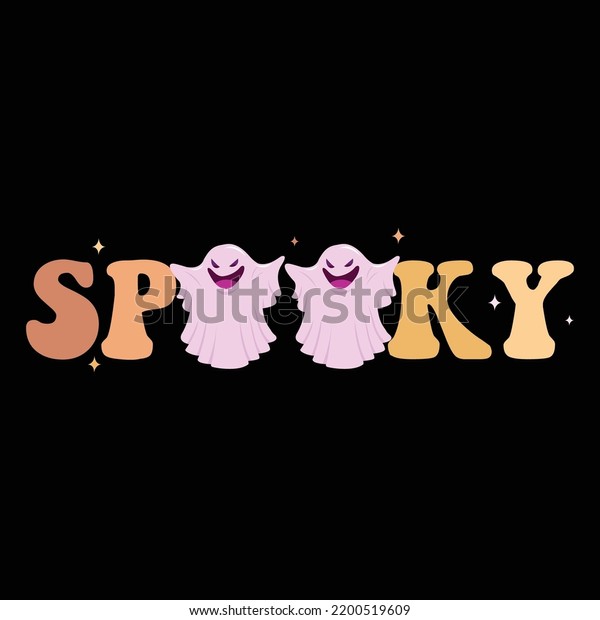 Spooky Groovy Halloween Funny Ghost Illustration Stock Vector (Royalty ...