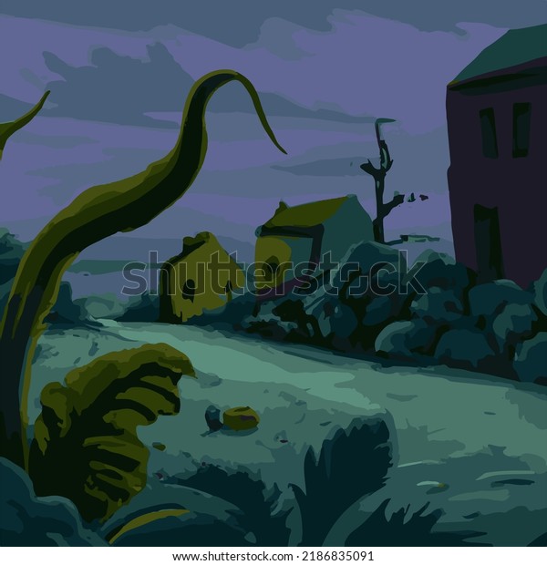 Spooky Mysterious Dystopian Background Stock Vector (Royalty Free ...