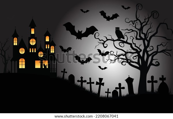 Spooky Night Panorama Vector Illustrator Stock Vector (Royalty Free ...