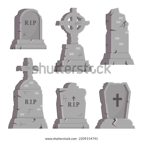 Spooky Tombstones Different Shapes Vector Illustrations Stock Vector ...