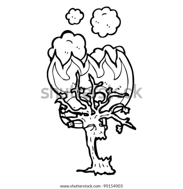 Spooky Tree On Fire Cartoon Stock Vector (Royalty Free) 90154003 ...