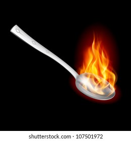 Spoon Fire Illustration On Black Background Stock Vector (Royalty Free ...