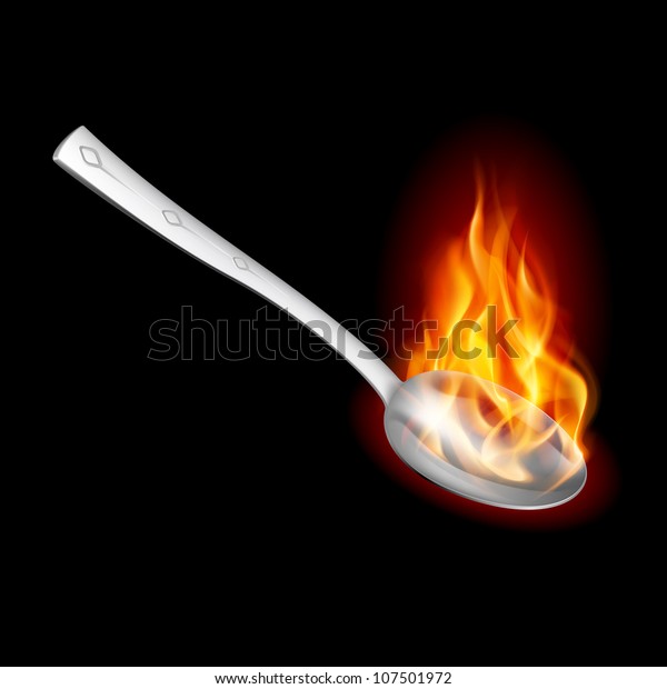 Spoon Fire Illustration On Black Background Stock Vector (Royalty Free ...