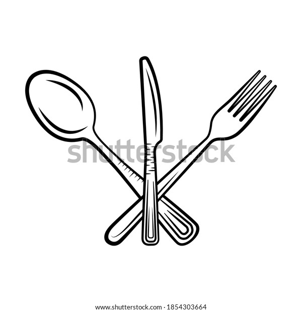Spoon Fork Knife Outline Printable Vector Stock Vector (Royalty Free ...