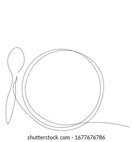 Spoon Plate One Line Drawing Vector Stock-vektor (royaltyfri ...