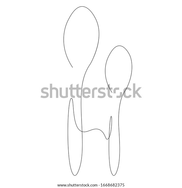 Spoons Line Drawing Silhouette Vector Illustration: เวกเตอร์สต็อก (ปลอด ...