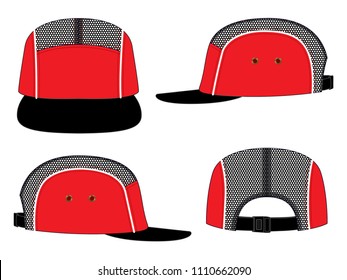 Sport 5 Panel Baseball Cap Redblack Stock Vector (Royalty Free ...