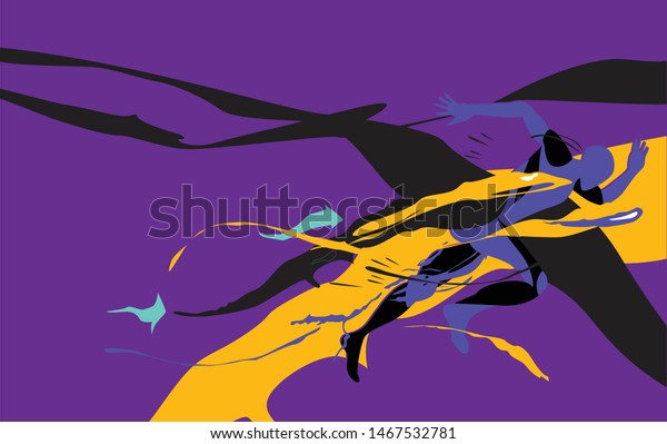 Sport Background Running Man Splash Purple Stock Vector (Royalty Free ...