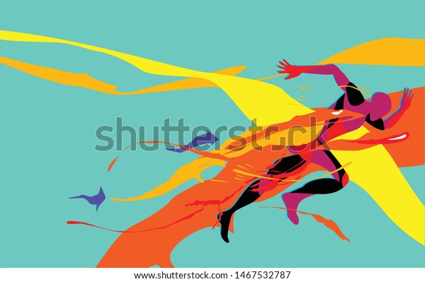 Sport Background Running Man Splash Color Stock Vector (Royalty Free ...