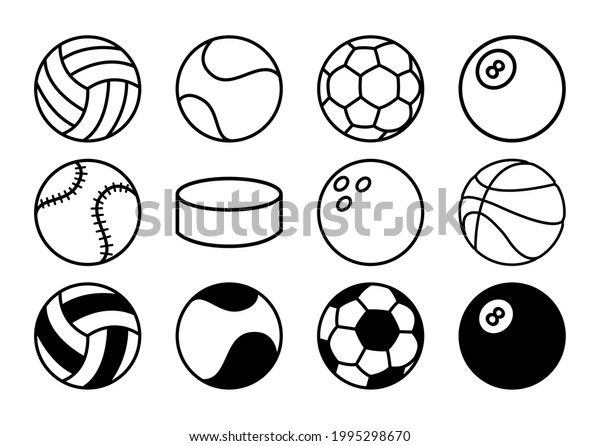 Sport Balls Icon Set Flat Pictogram Stock Vector (Royalty Free ...