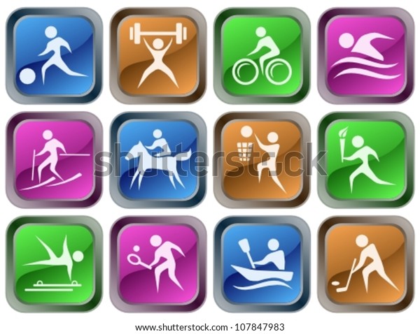 Sport Button Set Stock Vector (Royalty Free) 107847983 | Shutterstock