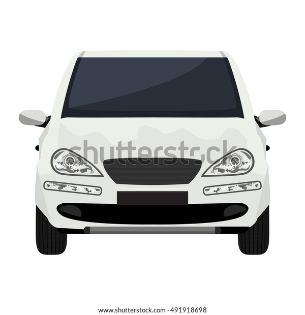 Sport Car Front View White Car Stock Vector (Royalty Free) 491918698 ...