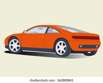 Sport Car Orange Realistic Vector Illustration Stock Vector (Royalty ...