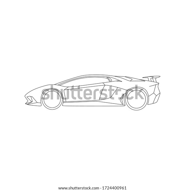 Sport Car Supercar Side Continuous Line Stock Vector (Royalty Free ...