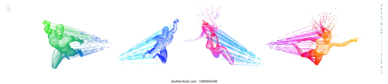 Sport Concept Flying People Vector Drawn Stock Vector (Royalty Free ...
