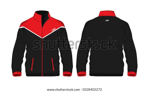 Vektor Stok Sport Jacket Merah dan hitam template (Tanpa Royalti ...