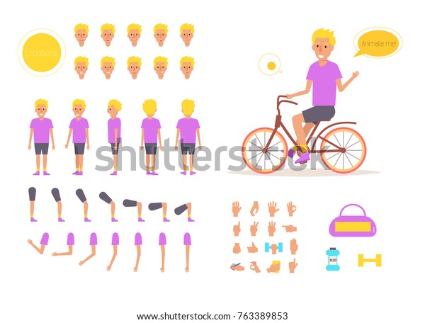 Sport Man Animation Poses Front Rear Stock Vector (Royalty Free ...