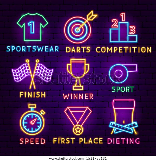 Sport Neon Label Set Vector Illustration Stock Vector (Royalty Free ...