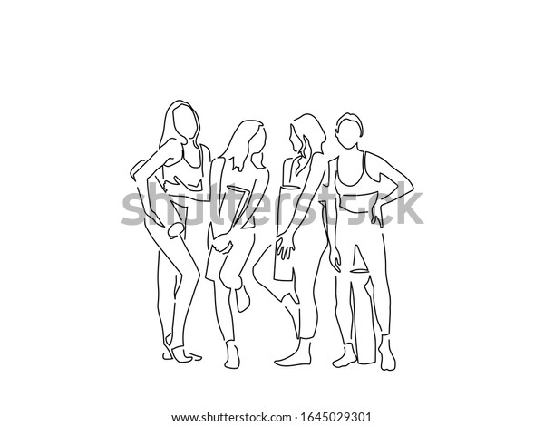 Sport People Line Drawing Vector Illustration Stock Vector (Royalty ...