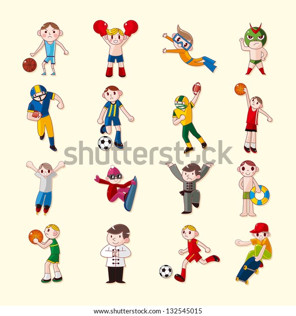 Sport Player Icons Set Stock Vector (Royalty Free) 132545015 | Shutterstock