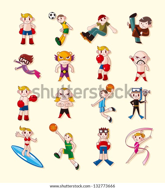 Sport Player Icons Set Stock Vector (Royalty Free) 132773666 | Shutterstock