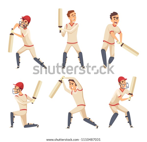 Sport Players Cricket Vector Characters Isolated Stock Vector (Royalty ...