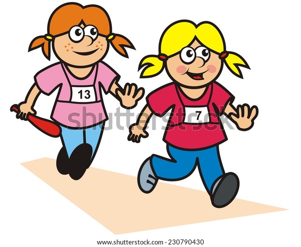Sport Relay Two Girls Vector Icon: เวกเตอร์สต็อก (ปลอดค่าลิขสิทธิ์ ...