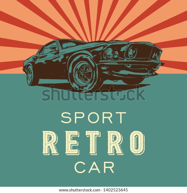 Sport Retro Car Vector Poster Eps Stock Vector (Royalty Free ...