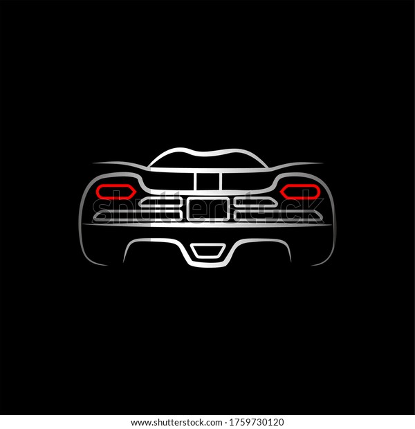 Sport Supercar Back View Line Art Stock Vector (Royalty Free ...
